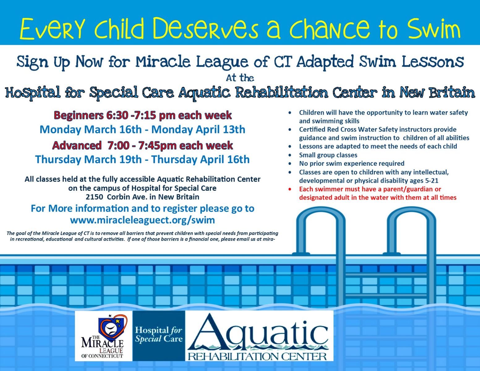 Adapted Swim Lessons for developmental or physically disabled children